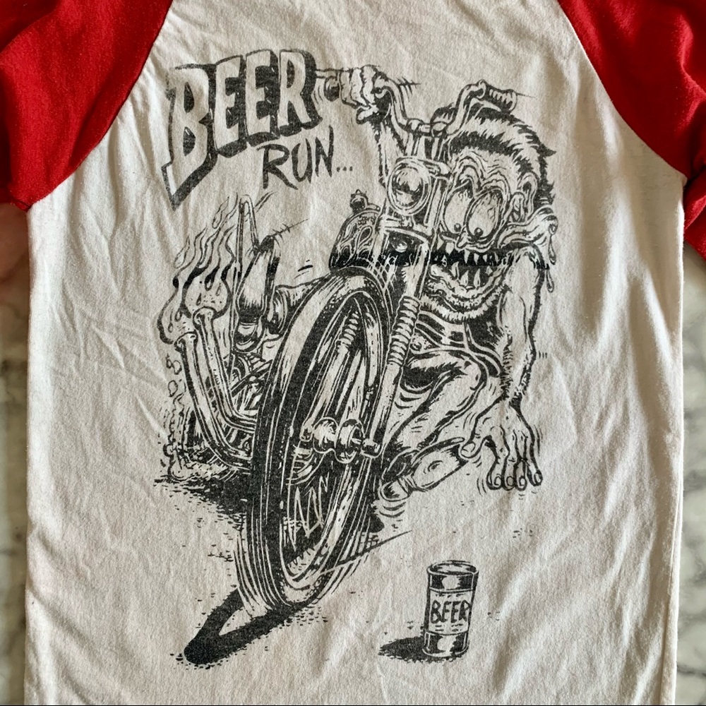 Rare Vintage Rat Fink ‘Beer Run’ Motorcycle Raglan - Gem